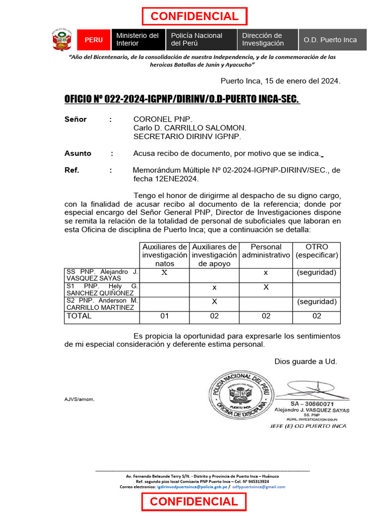 OFICIO #022-2024 - Acuse Recibo. | Descargar gratis PDF | Seguridad ... OFICIO #022-2024 - Acuse Recibo. | Descargar gratis PDF | Seguridad ...