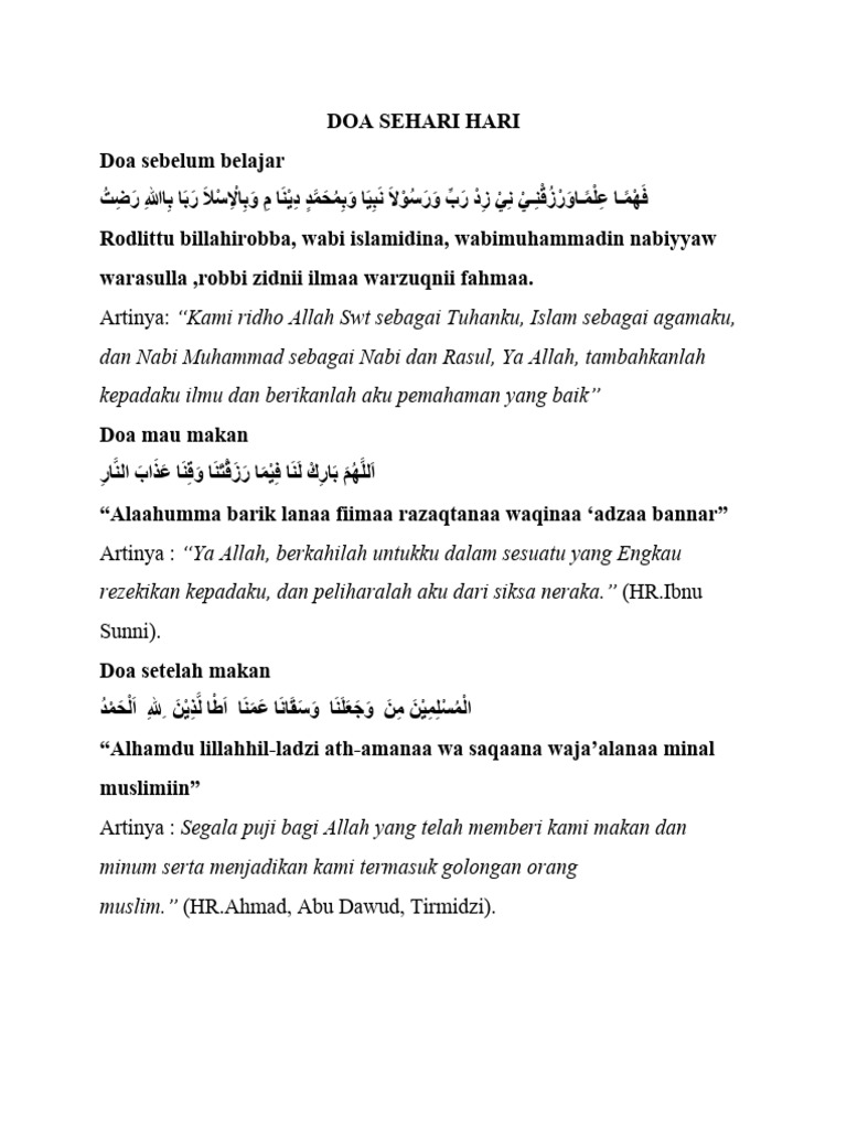 Bahan Hapalan Surah, Doa Dan Hadis | PDF