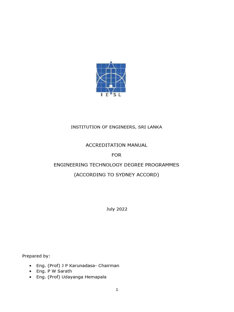 Accreditation Manual (Sydney Accord), July 2022 | PDF | Engineering ...