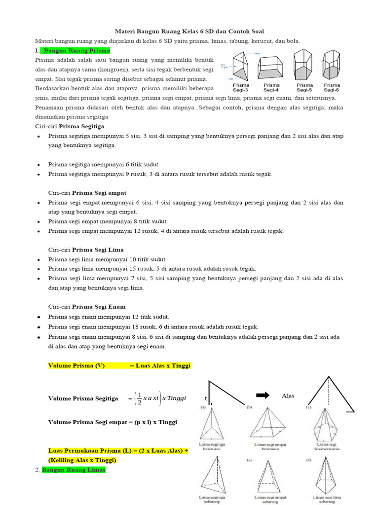 Materi Bangun Ruang Kelas 6 SD | PDF