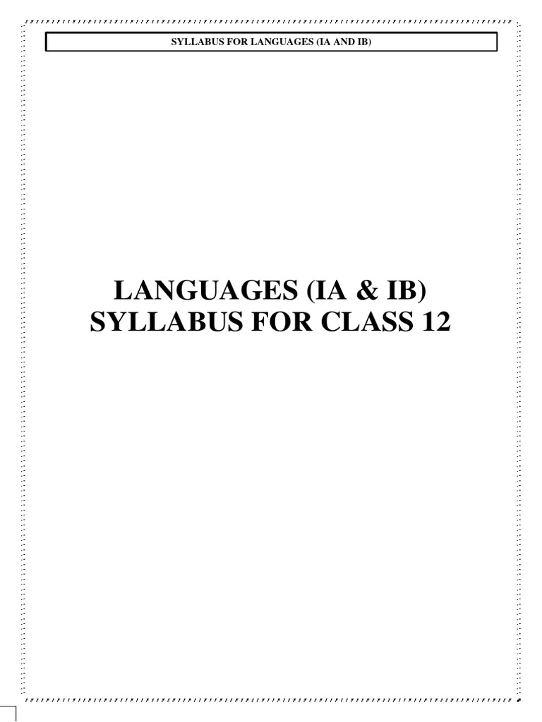 LanguageSyllabus (IAandIB) | PDF