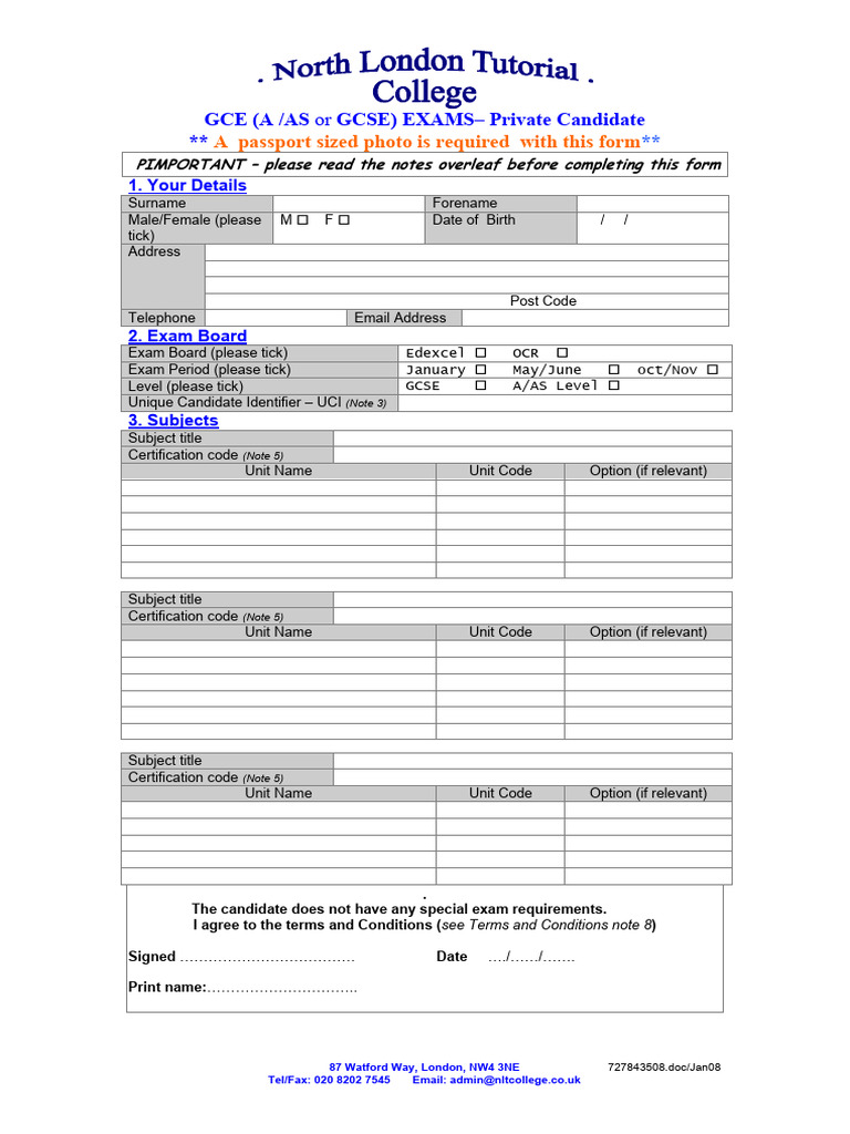 GCE-SE Priv Cand V4 | PDF | Certification