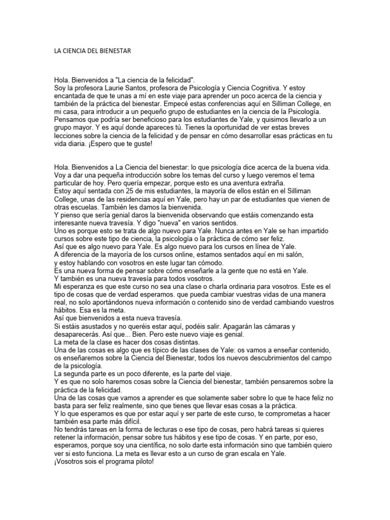 La Ciencia Del Bienestar Pdf Felicidad Verdad