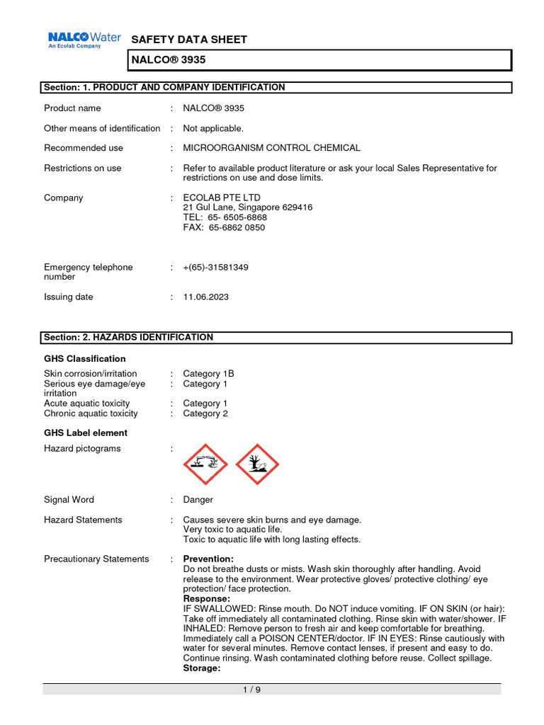 2023 SDS N3935 Eng | PDF | Toxicity | Personal Protective Equipment