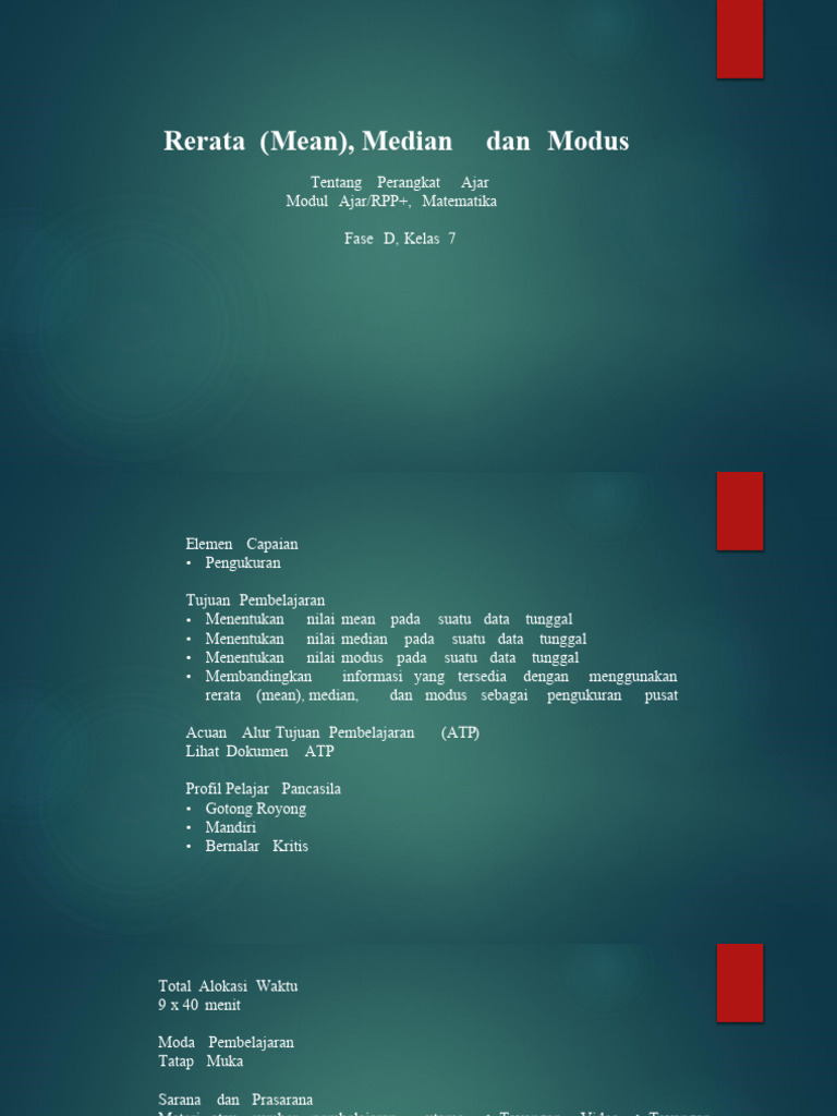 MODUL AJAR - Mean, Median, Modus | PDF
