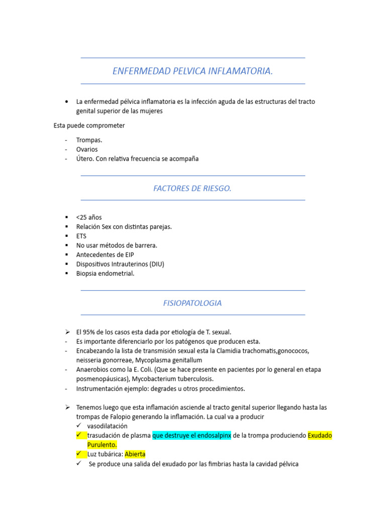 Enfermedad Pelvica Inflamatoria | PDF | Enfermedades y trastornos | Medicina