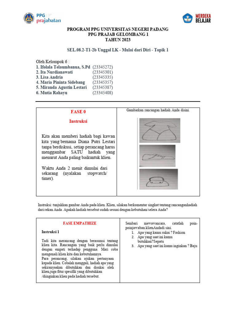 Ruang Kolaborasi Desain Thinking Topik 1 Maria Sidebang | PDF