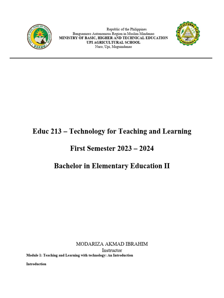 1st Module in TTL | PDF | Educational Technology | Learning