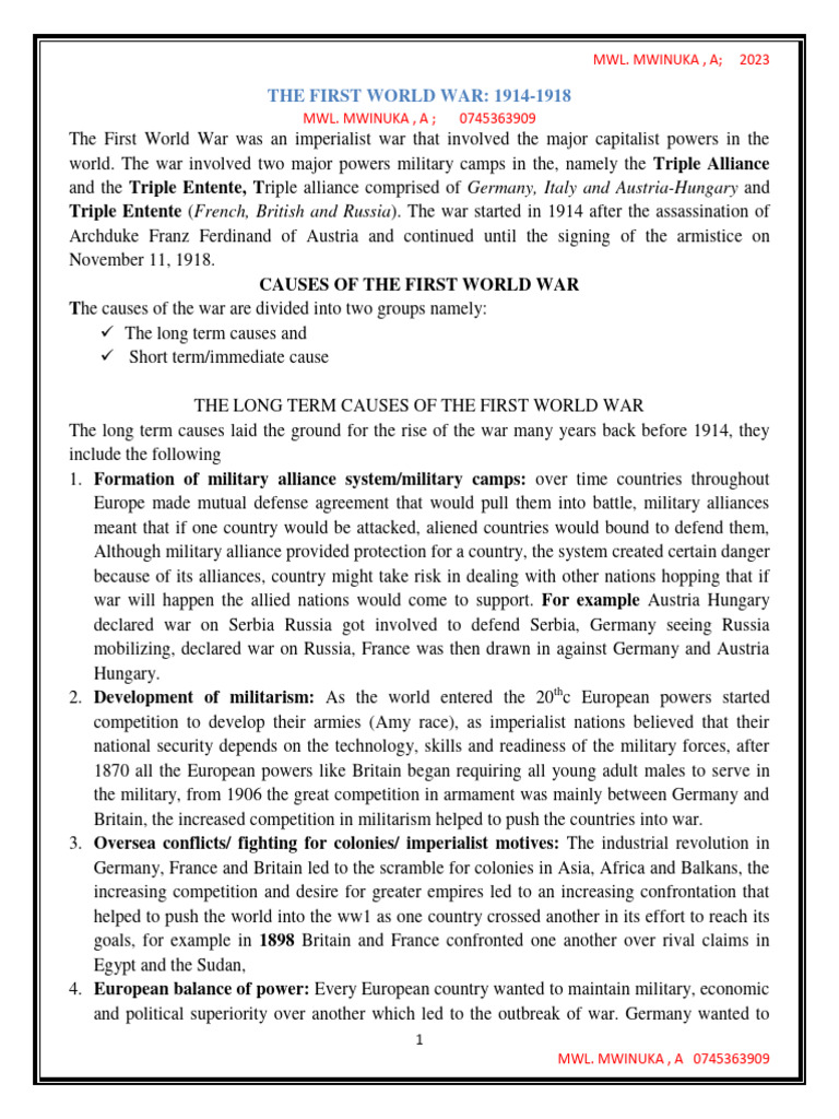 The First World War | PDF | World War I | Allies Of World War I