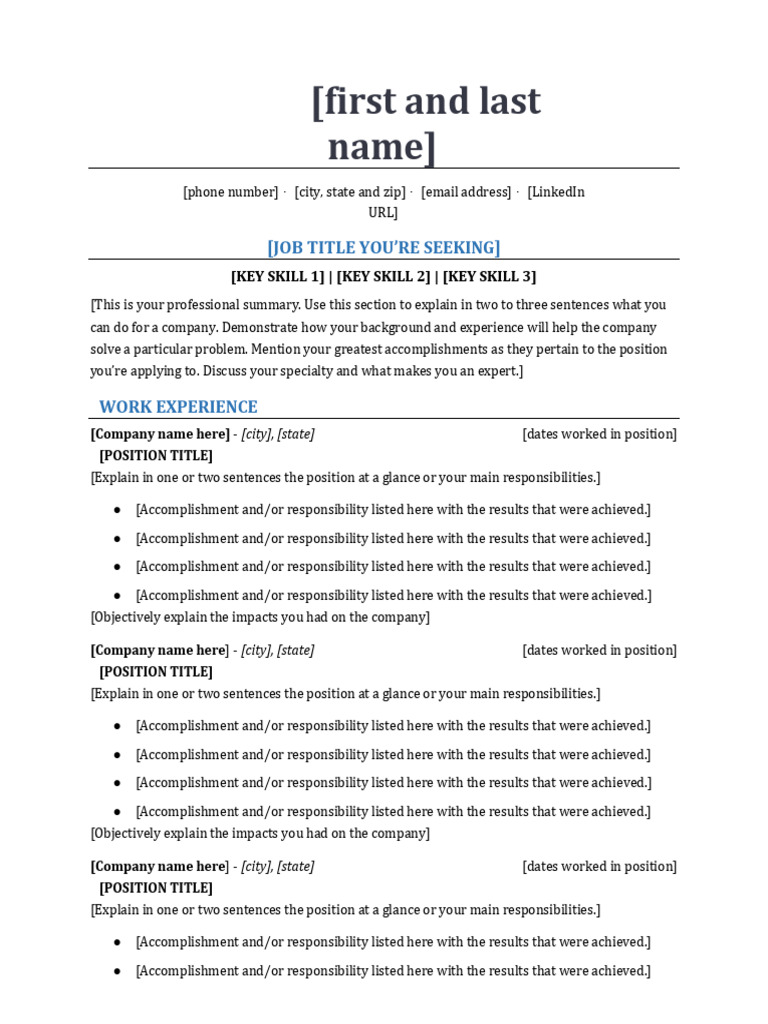 CV Inglês Template | PDF