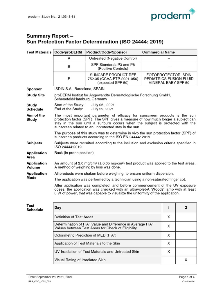 Summary Report Mineral | PDF | Sunscreen