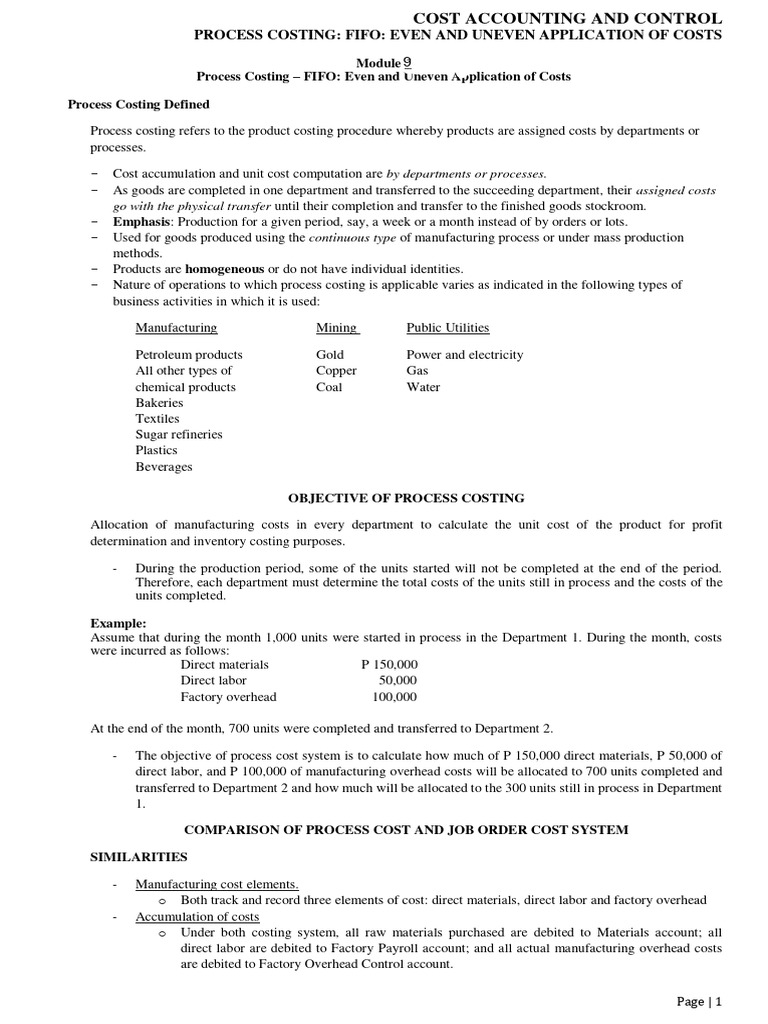 Process Costing Module 9 Merged | PDF | Cost | Cost Of Goods Sold