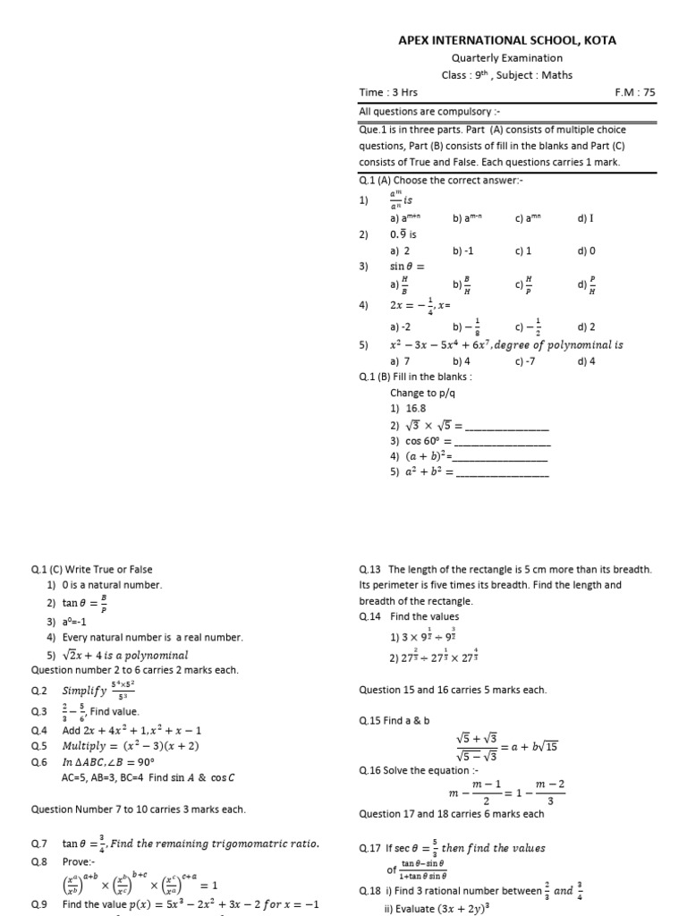 9 TH | PDF | Mathematical Objects | Mathematical Concepts