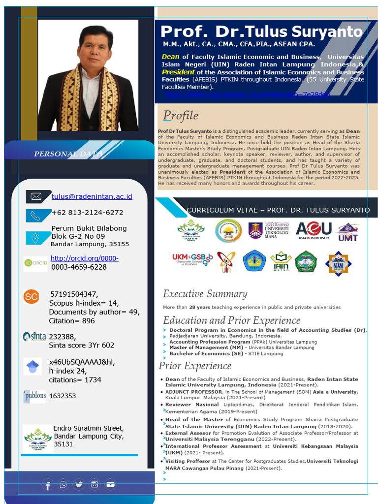 Profil Prof Tulus Suryanto | PDF | Sustainability | Indonesia