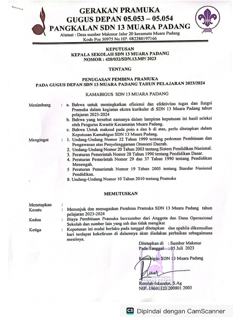 SK Pembina Pramuka | PDF