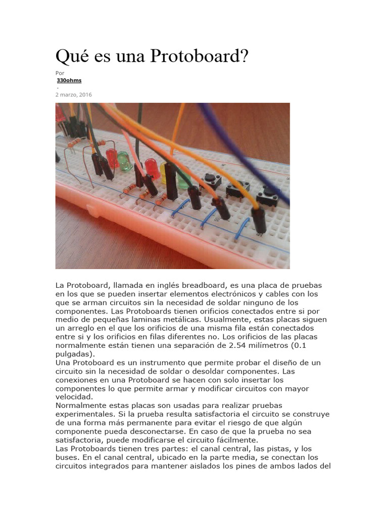 Qué Es Una Protoboard | PDF | Electromagnetismo | Ciencias fisicas