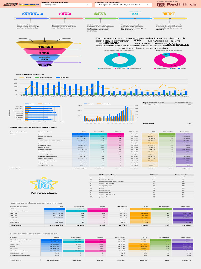 Pneus Tep (Michelin) - Dashboard de Performance (RM) | PDF | Tecnologias automotivas | Produtos