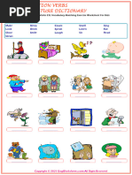 Action Verbs Esl Vocabulary Picture Dictionary Worksheet For Kids PDF | PDF