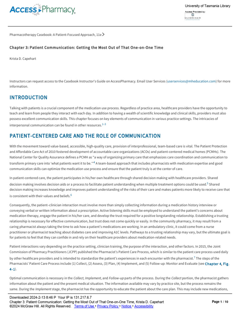 Chapter 3 - Patient Communication - Getting The Most Out of That One-On ...