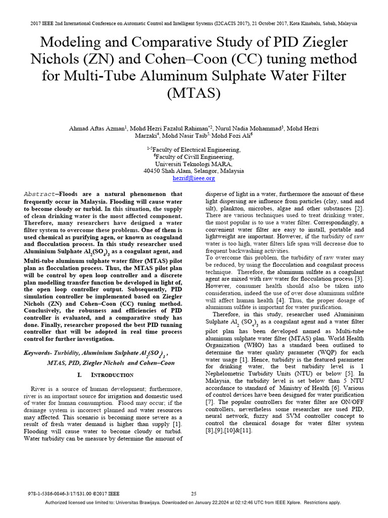 Modeling and Comparative Study of PID Ziegler Nichols ZN and Cohen-Coon ...