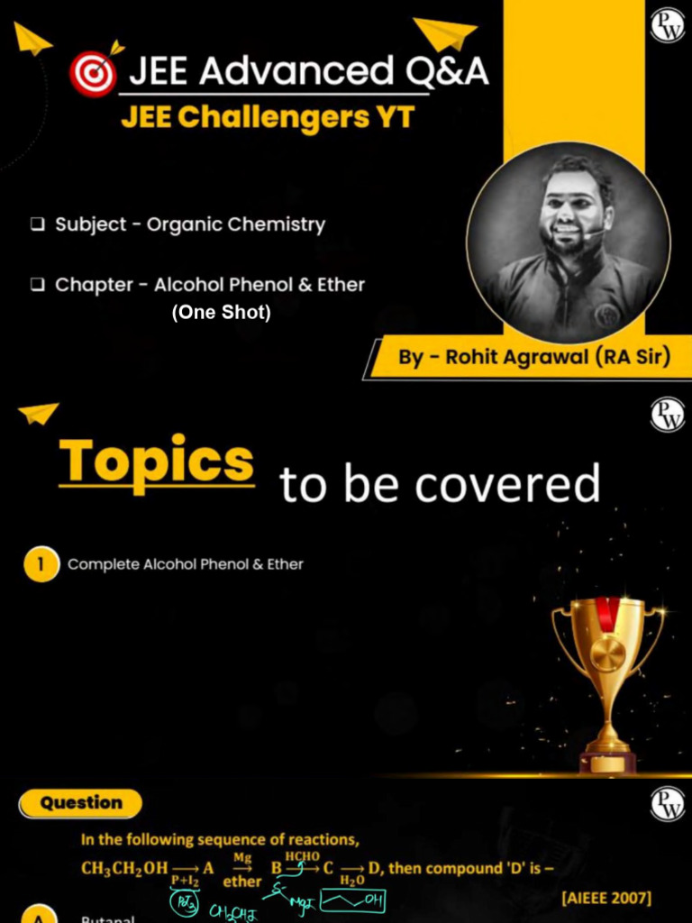 Alcohol, Phenol & Ether - Class Notes - JEE Challengers | PDF