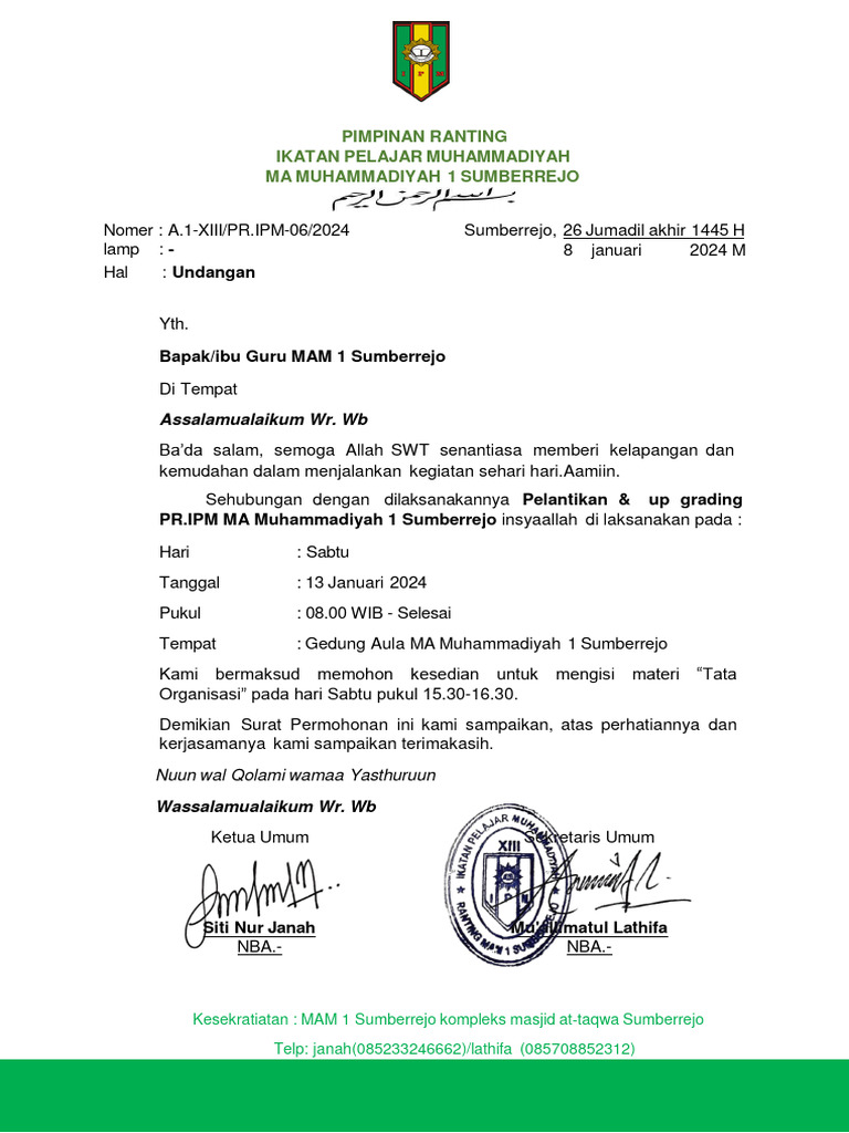 Permohonan Pemateri PD IPM | PDF