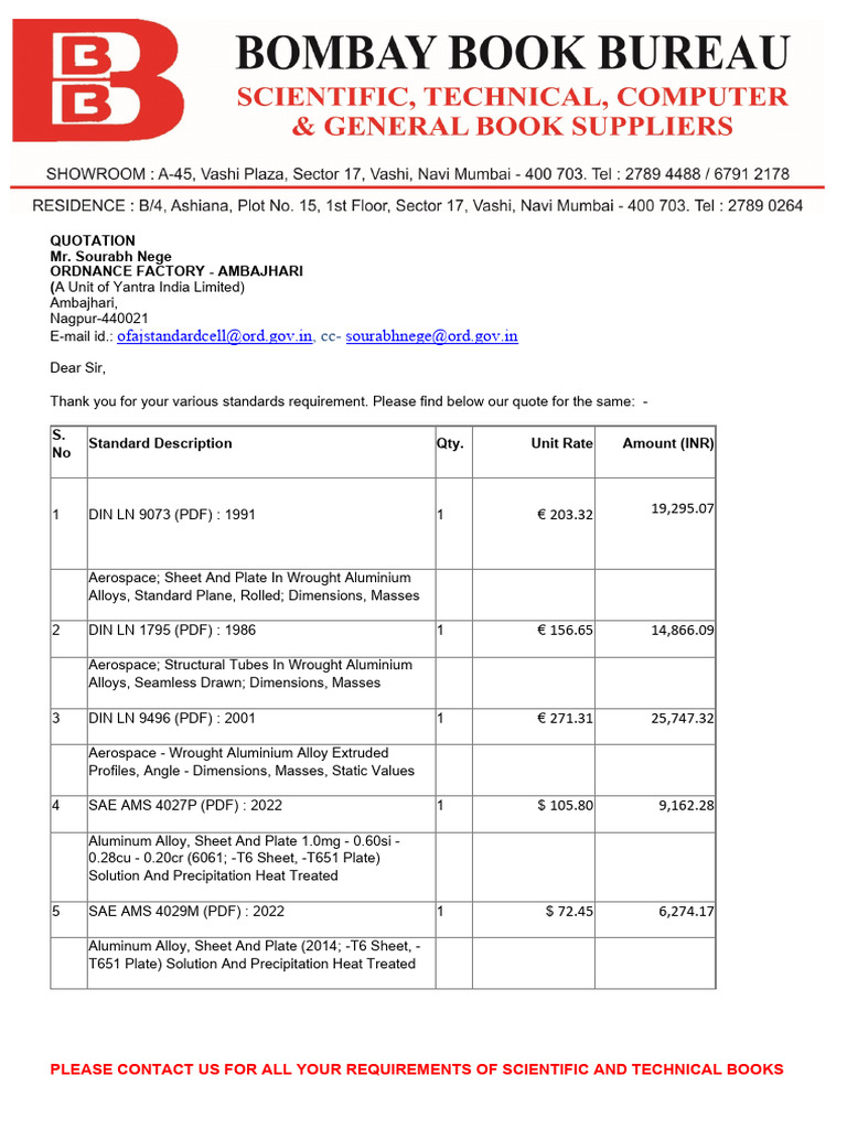 Bombay Book Supply Bureau | PDF | Extrusion | Aluminium