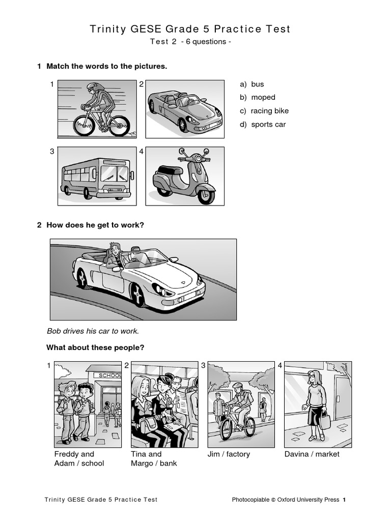 Transportation and Trinity GESE Grade 5 Practice Test | PDF ...