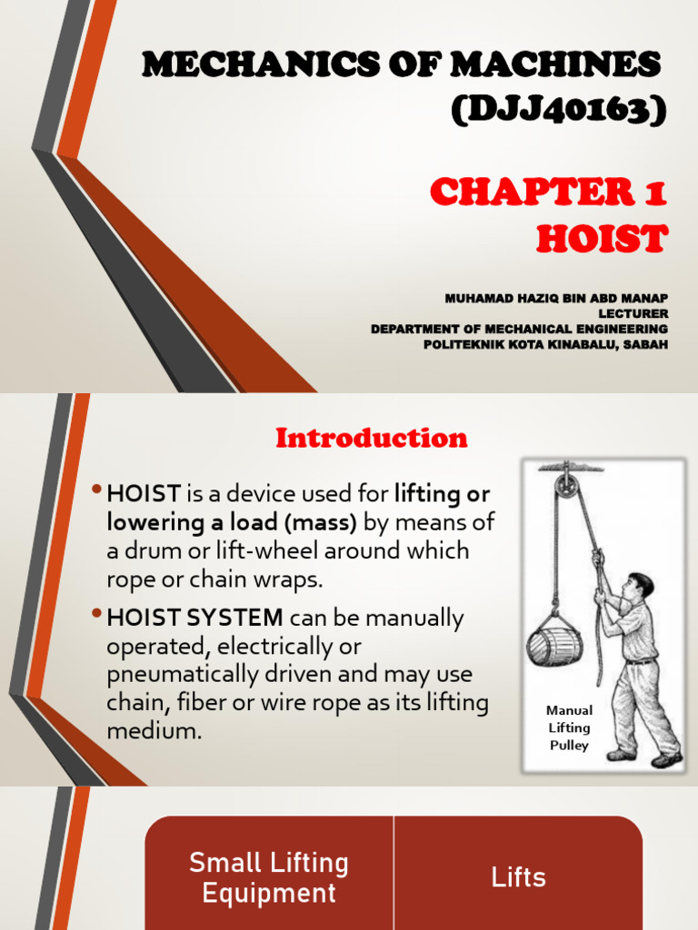 Chapter 1 - Hoist | PDF | Torque | Crane (Machine)