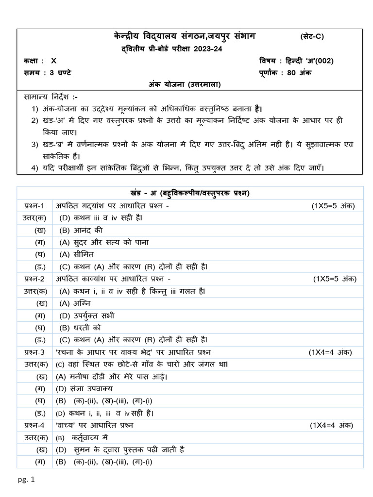 MS HINDI COURSE A Set C | PDF