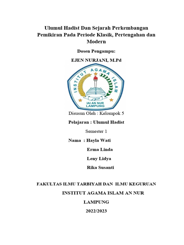 Sejarah Perkembangan Ulumul Hadits | PDF