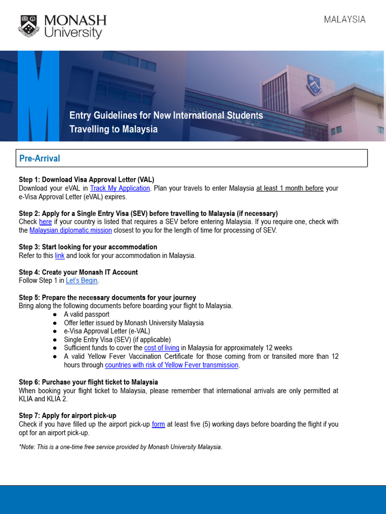 Guide for Monash Malaysia Int'l Students | PDF | Travel Visa