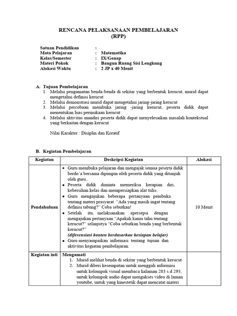 Contoh RPP | PDF