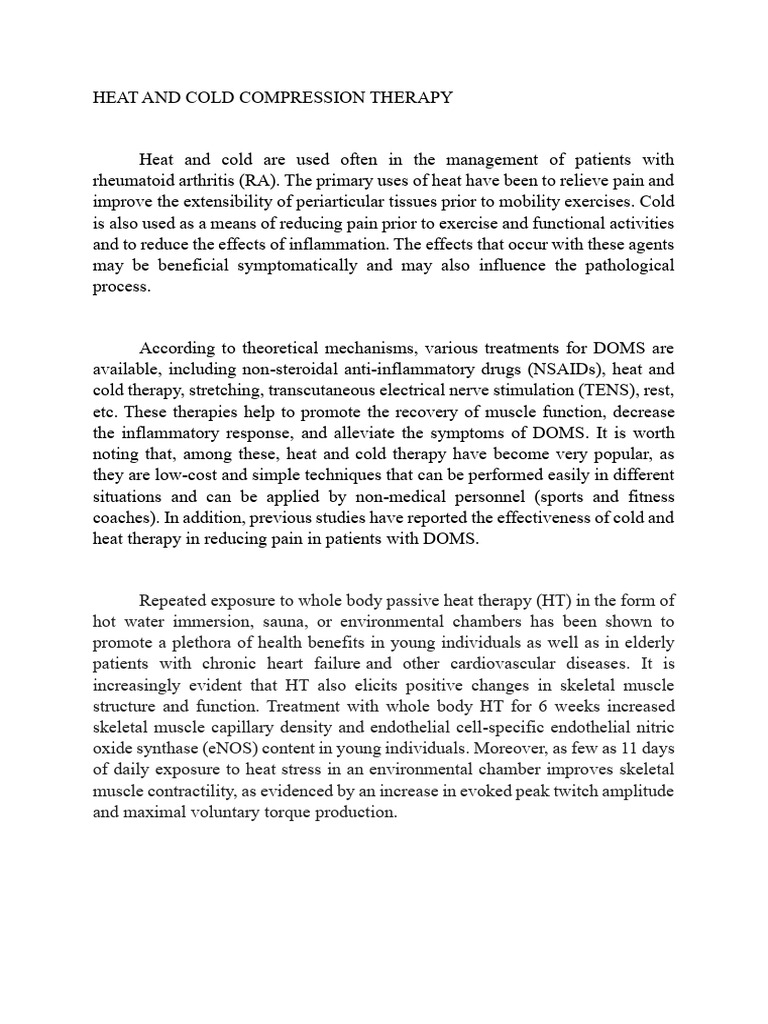 Heat and Cold Compression Therapy | PDF | Arthritis | Rheumatoid Arthritis