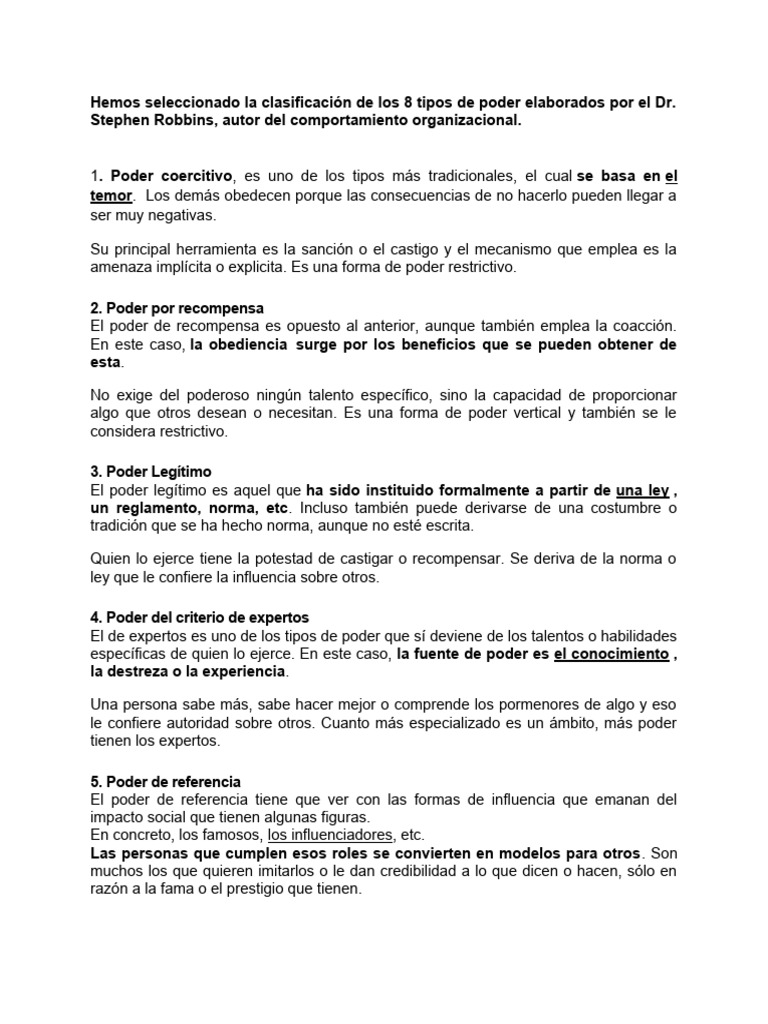 Ocho Tipos de Poder | PDF