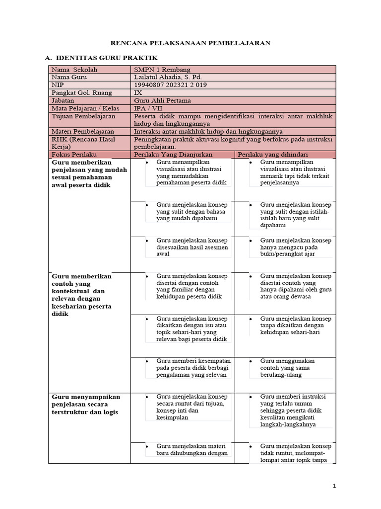 Contoh RPP PMM Ahadia | PDF