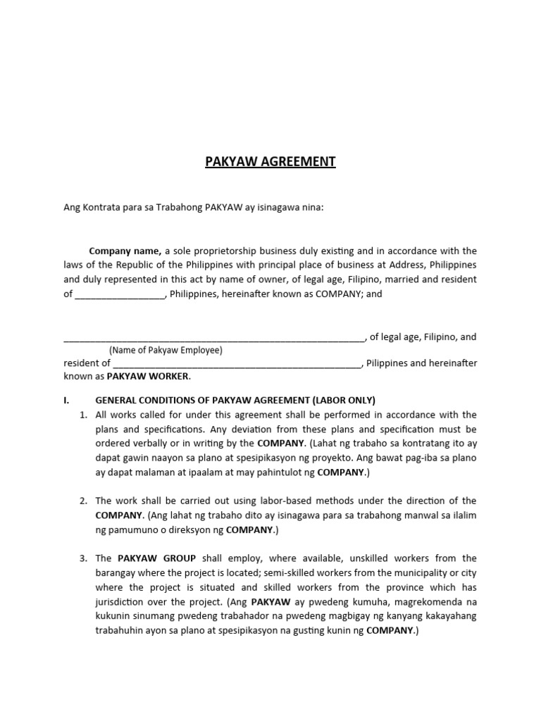 Pakyaw Agreement 2 | PDF | Employment | Justice