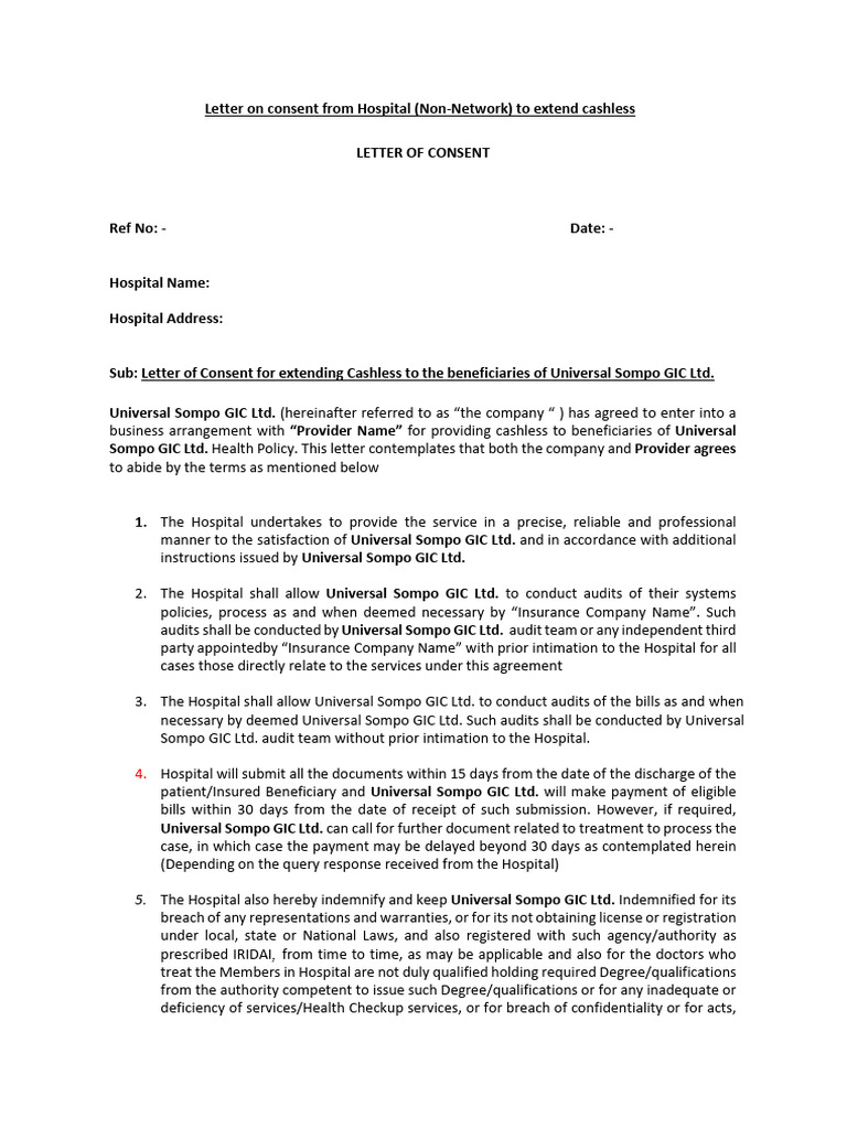 Letter of Consent | PDF | Indemnity | Confidentiality