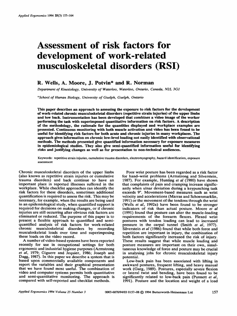 Assessment of Risk Factors For Development of Work-Related ...