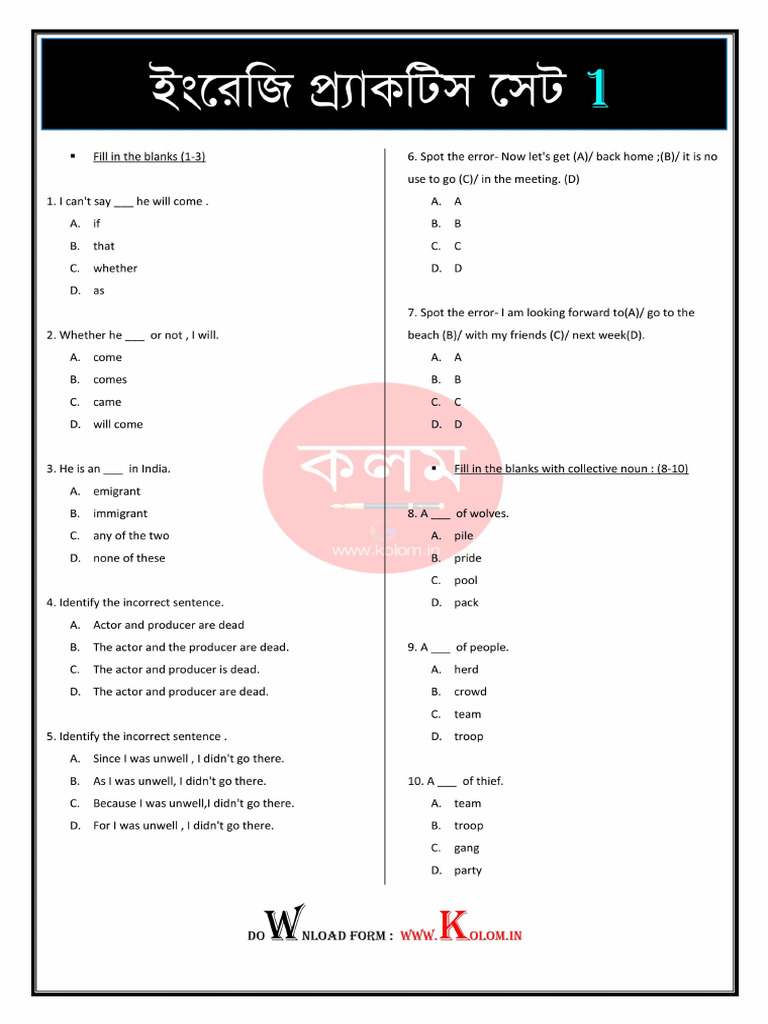English Practice Set 1 | PDF