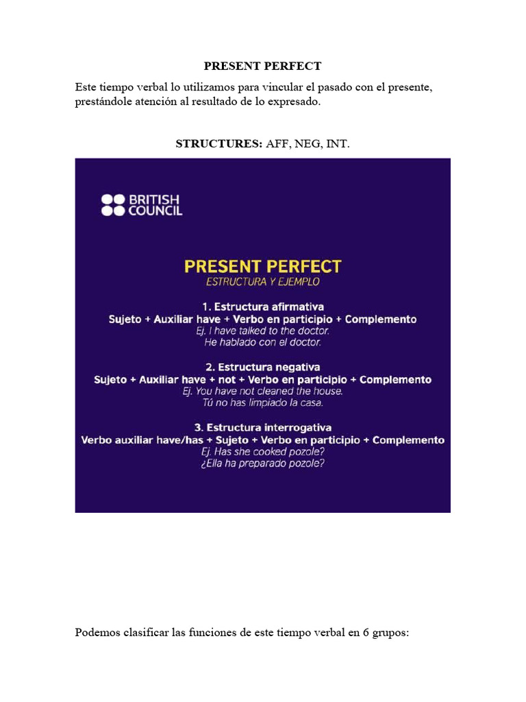 Estructura del Present Perfect | PDF