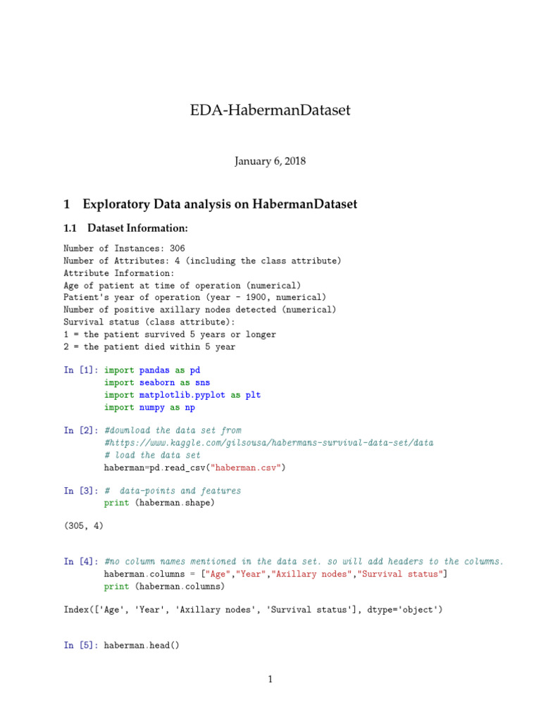 EDA HabermanDataset | PDF | Statistics | Statistical Theory