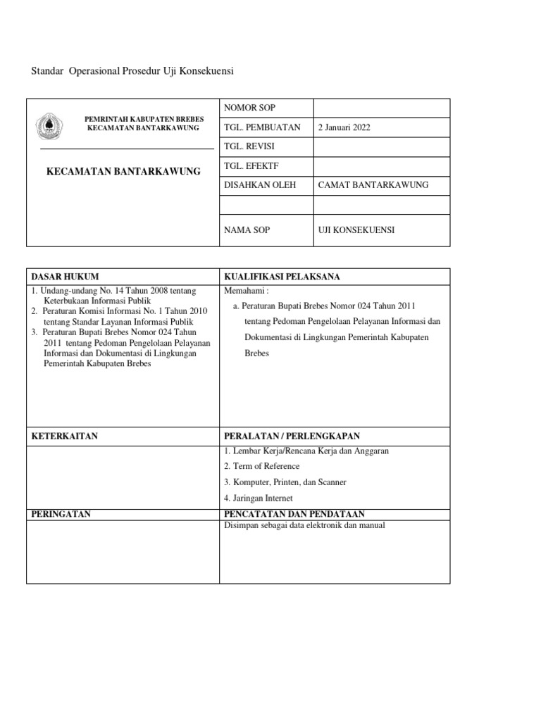 SOP Uji Konsekuensi | PDF