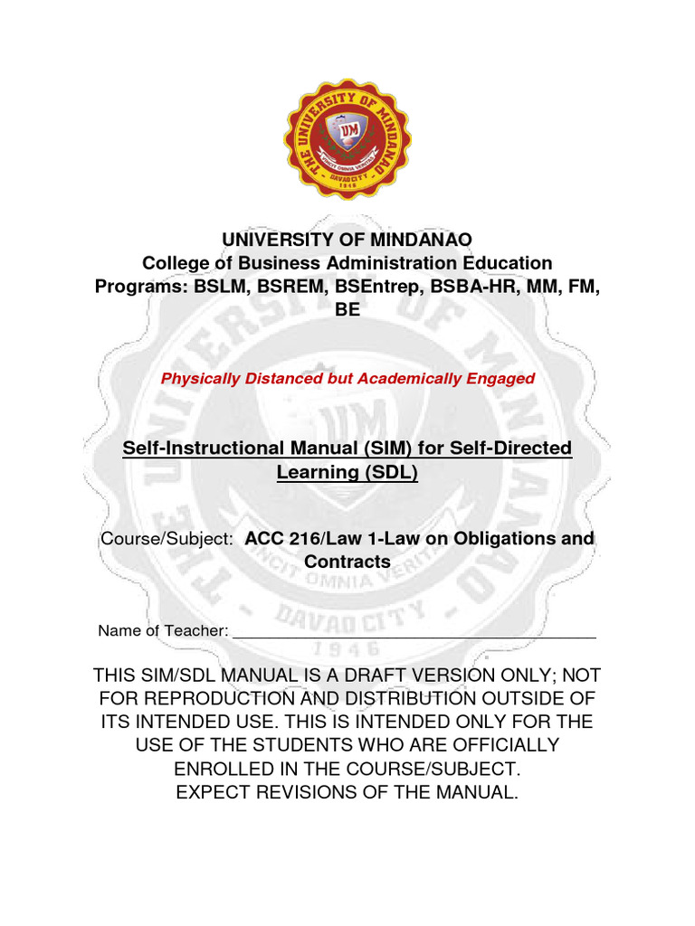 ACC 216-SDL - 2nd Term - 2nd Sem - Complete Module-1 | PDF | Legal Liability | Law Of Obligations