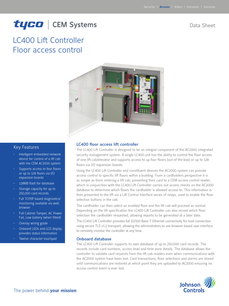 CEM-LC400 Datasheet | PDF | Elevator | Access Control