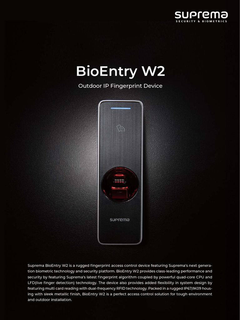 BioEntry W2 Reader Datasheet | PDF | Telecommunications | Electrical ...