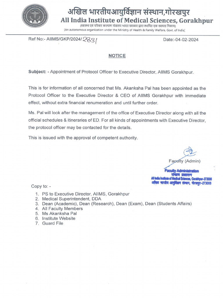 Notice For Appointment of Protocol Officer | PDF