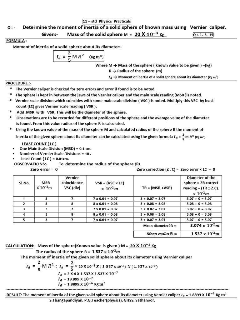 11 - STD - Physics Practicals EM (1 To 7) 2022-2023 PDF | PDF | Sound ...