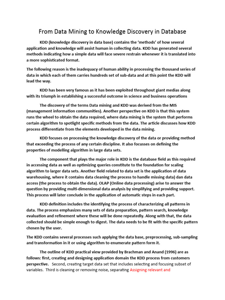 From Data Mining To Knowledge Discovery in Database 2 | PDF