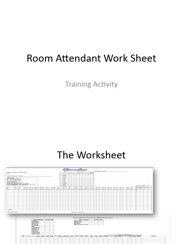 Room Attendant Work Sheet Presentation | PDF
